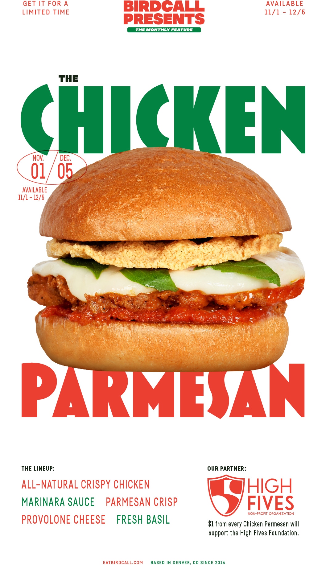 Eat at Birdcall this November | High Fives Foundation