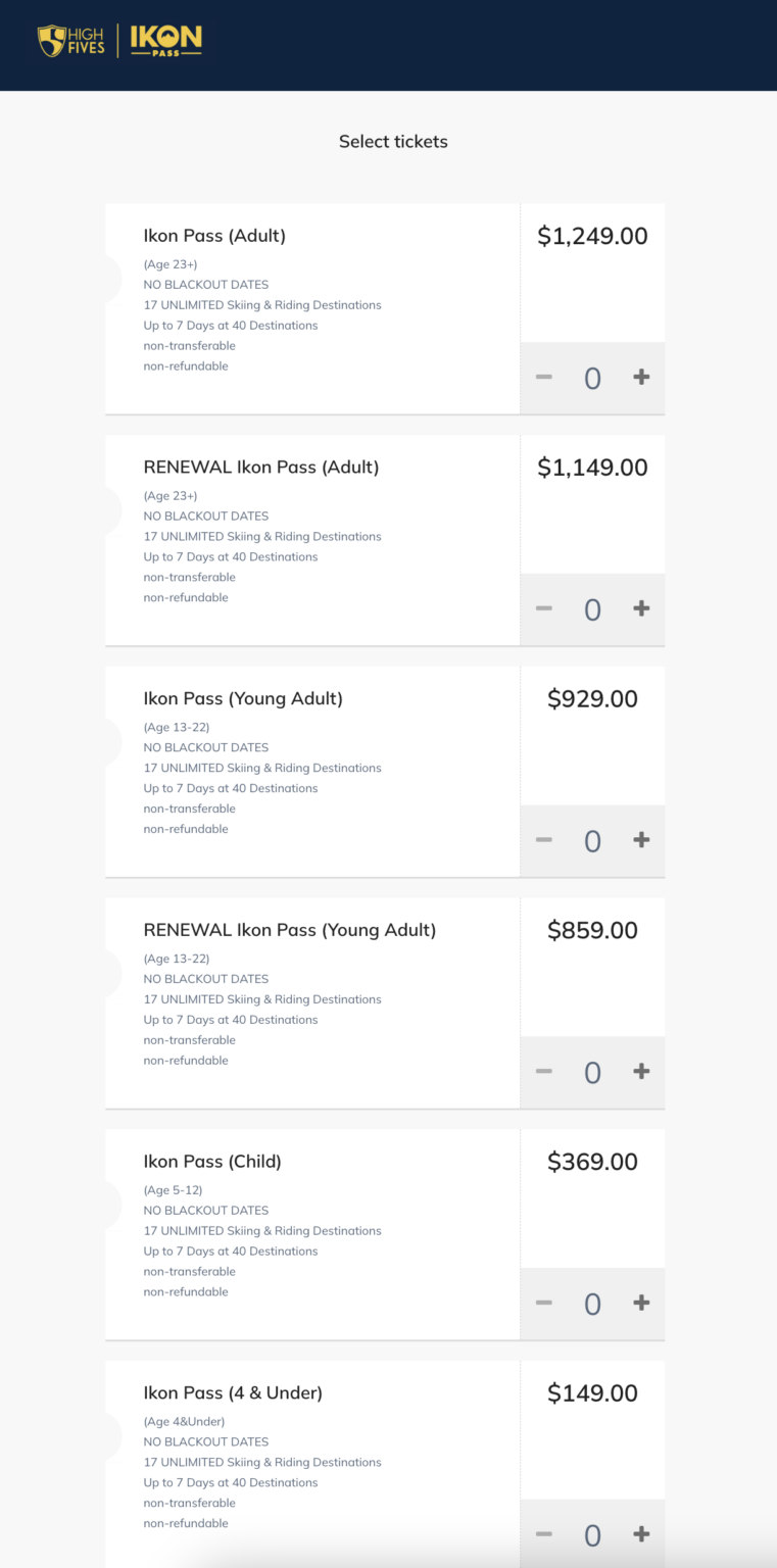 24/25 Ikon Pass on sale March 14, Purchase Through High Fives Affiliate ...