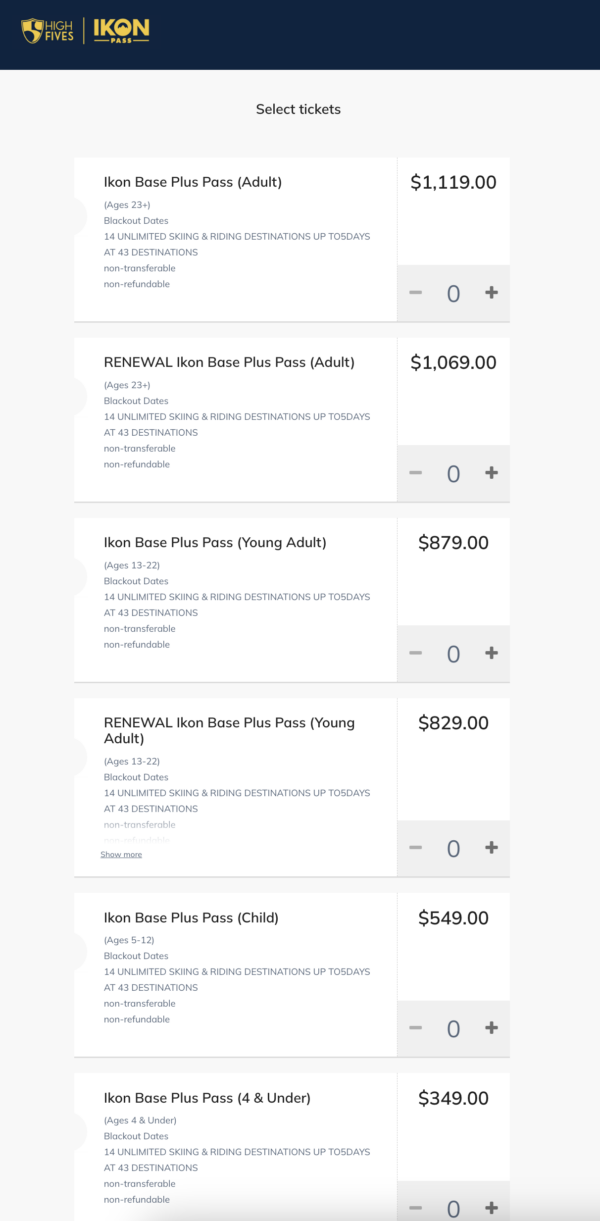 24/25 Ikon Pass on sale March 14, Purchase Through High Fives Affiliate ...